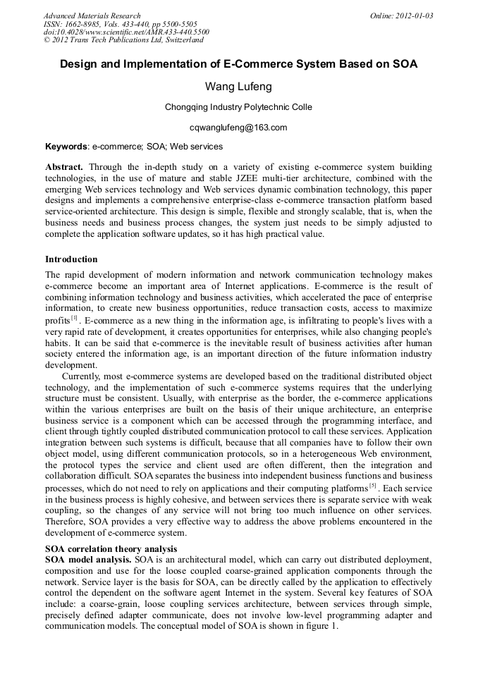Design and Implementation of E-Commerce System Based on SOA ...