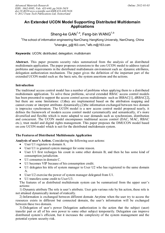 An Extended UCON Model Supporting Distributed Multidomain Applications ...