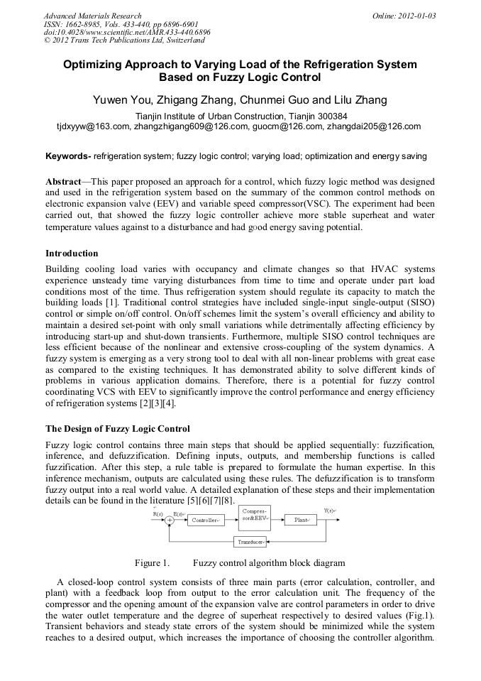 Optimizing Approach to Varying Load of the Refrigeration System Based ...