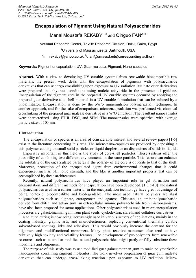Encapsulation of Pigment Using Natural Polysaccharides | Scientific.Net
