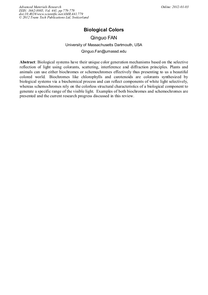 Biological Colors | Scientific.Net