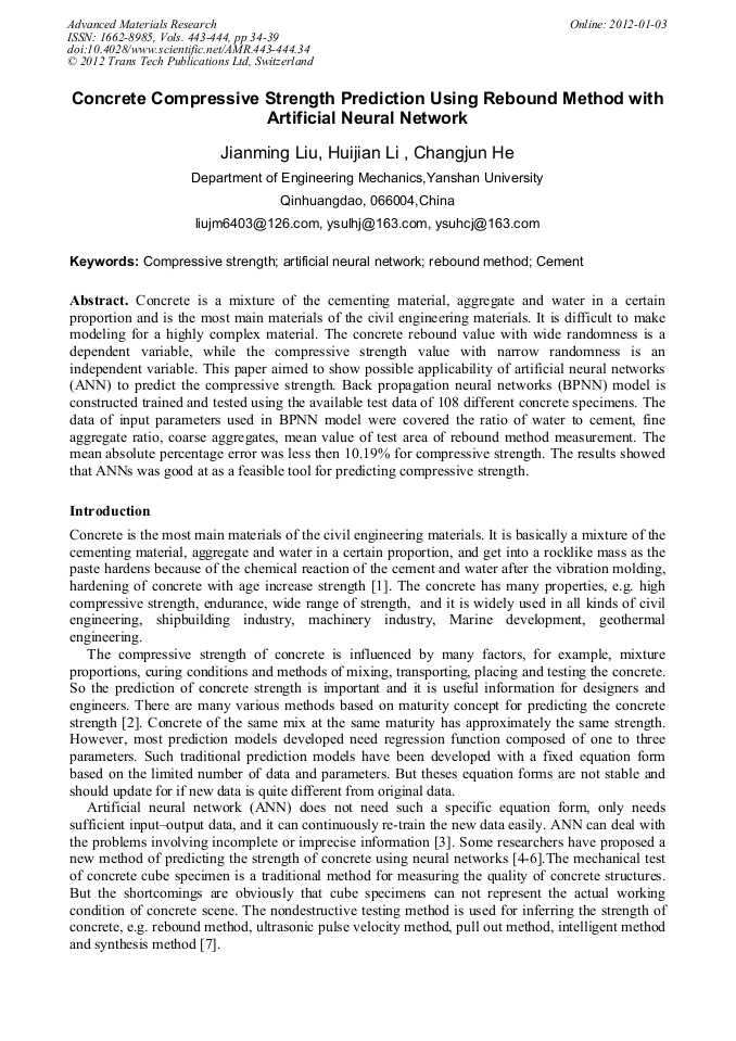 Concrete Compressive Strength Prediction Using Rebound Method with ...