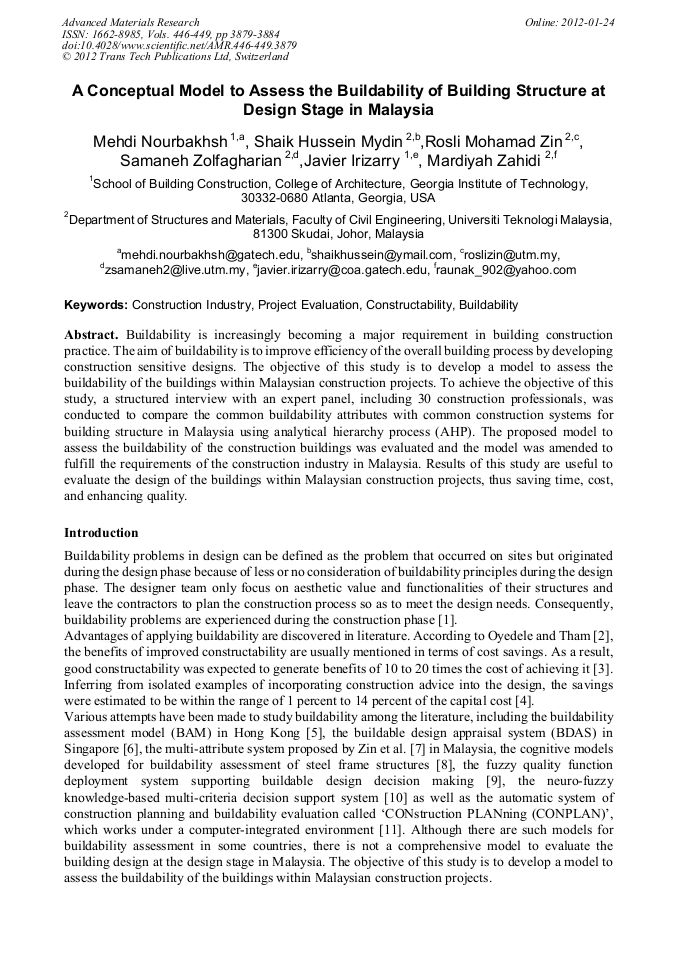 A Conceptual Model to Assess the Buildability of Building Structure at ...
