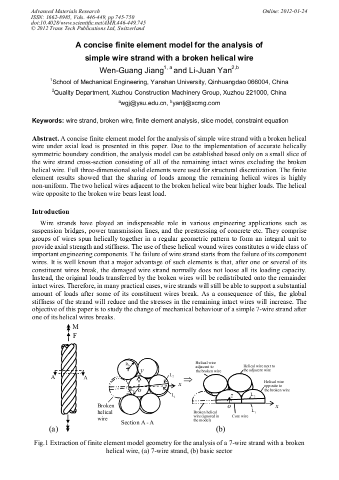 A Concise Finite Element Model for the Analysis of Simple Wire Strand ...