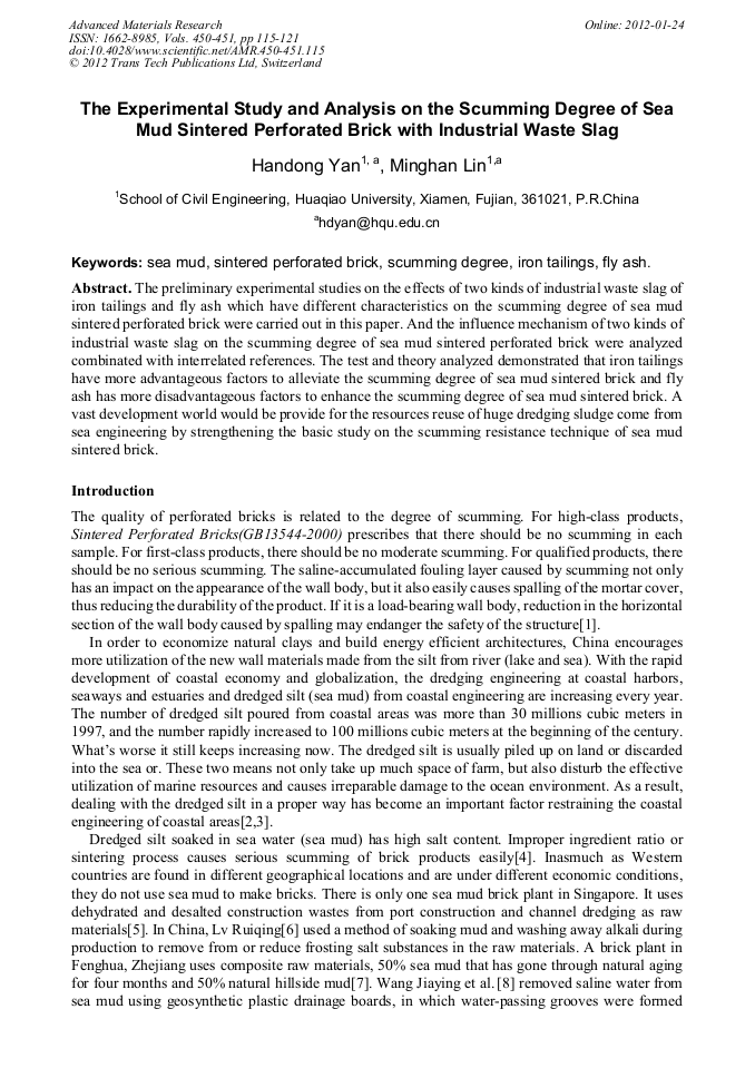 The Experimental Study and Analysis on the Scumming Degree of Sea Mud ...