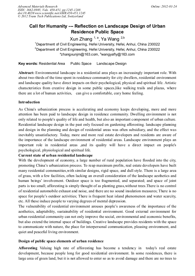 Call for Humanity - Reflection on Landscape Design of Urban Residence ...