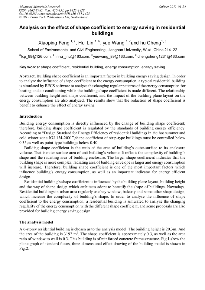 Analysis on the Effect of Shape Coefficient to Energy Saving in ...
