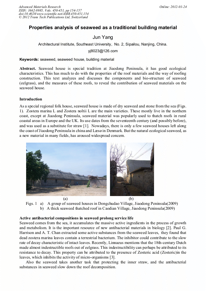 Properties Analysis of Seaweed as a Traditional Building Material ...