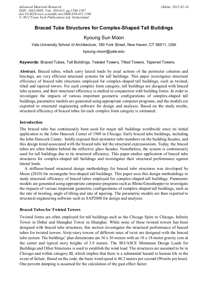 Braced Tube Structures for Complex-Shaped Tall Buildings | Scientific.Net