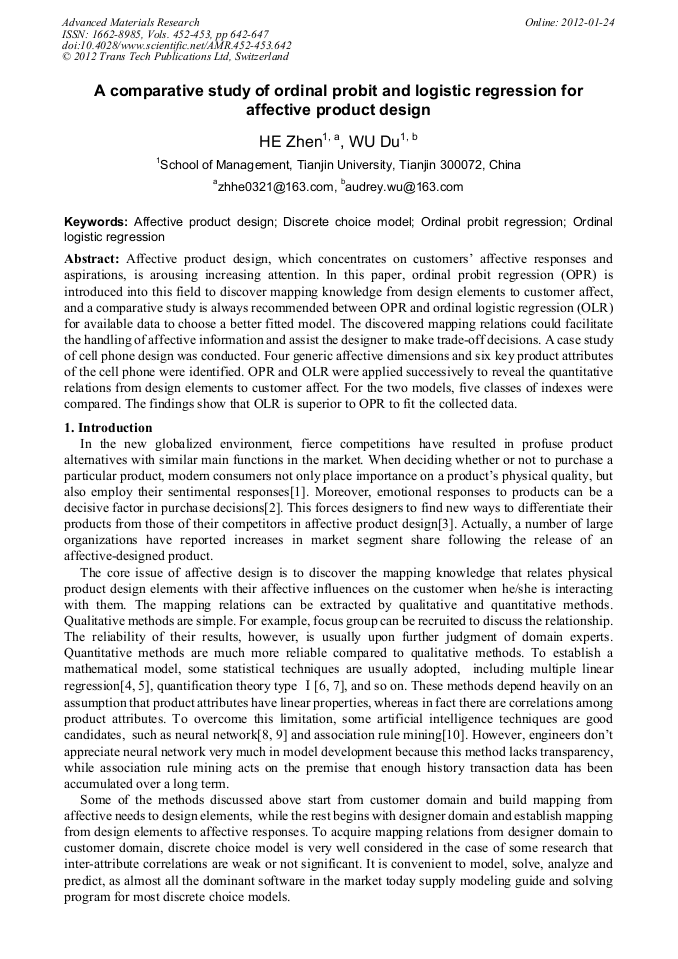 A Comparative Study of Ordinal Probit and Logistic Regression for ...