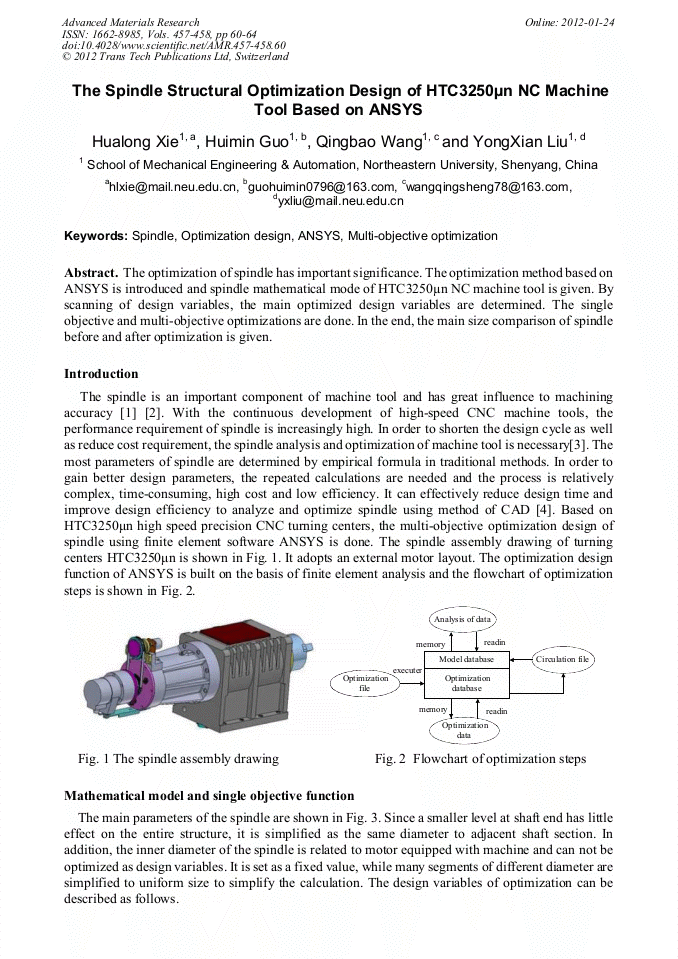 The Spindle Structural Optimization Design Of Htc3250µn Nc Machine Tool