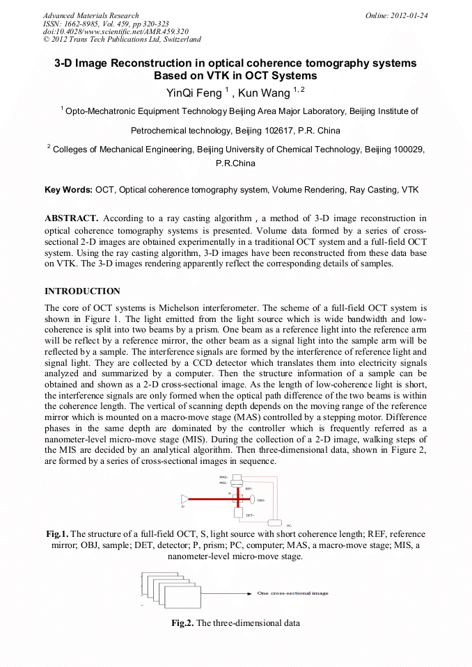 3-D Image Reconstruction in Optical Coherence Tomography Systems Based ...