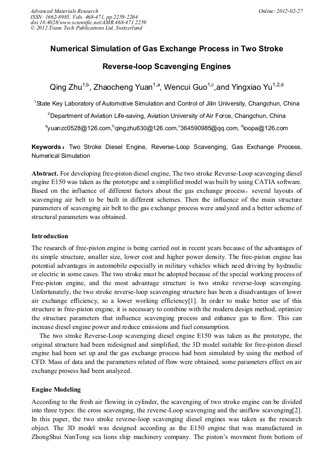 Numerical Simulation of Gas Exchange Process in Two Stroke Reverse-Loop ...