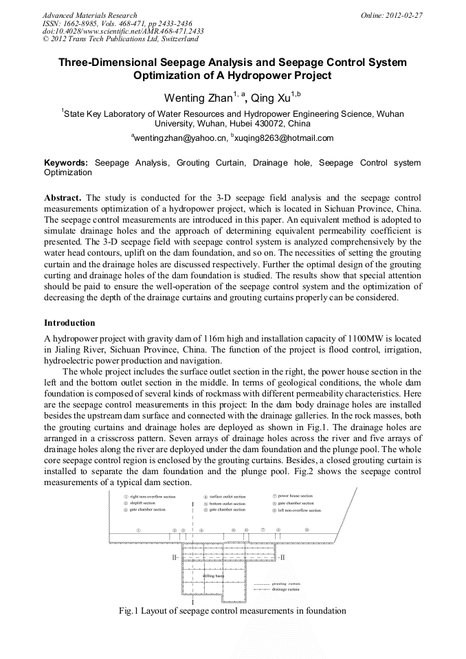 Three-Dimensional Seepage Analysis and Seepage Control System ...