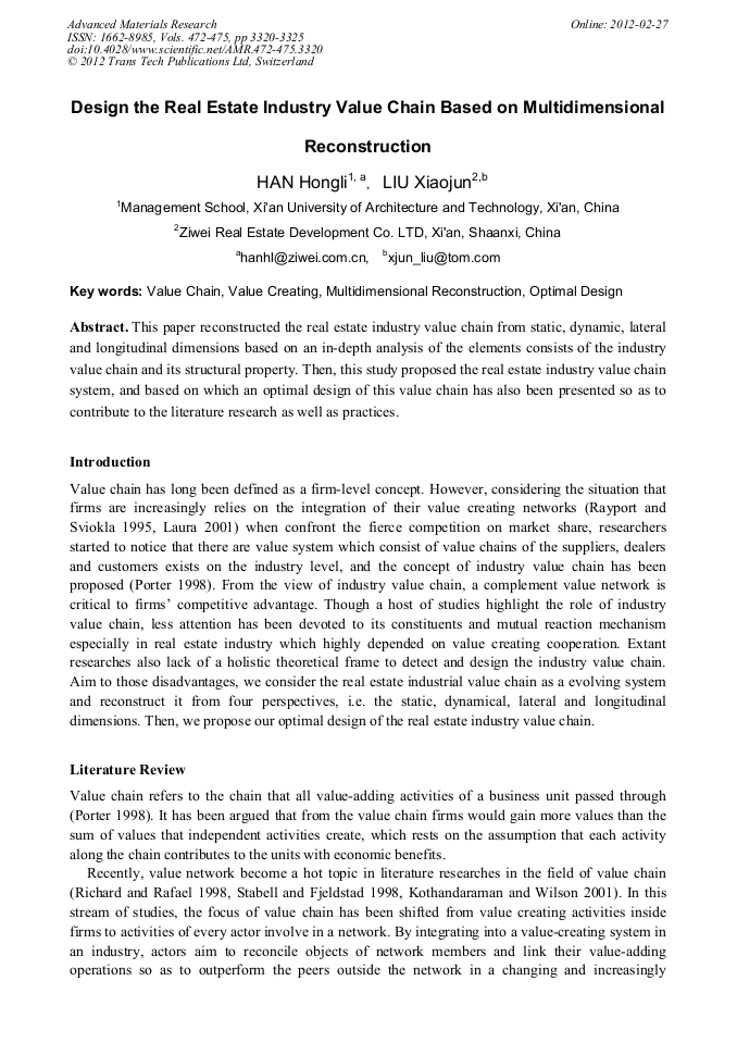 Design the Real Estate Industry Value Chain Based on Multidimensional ...