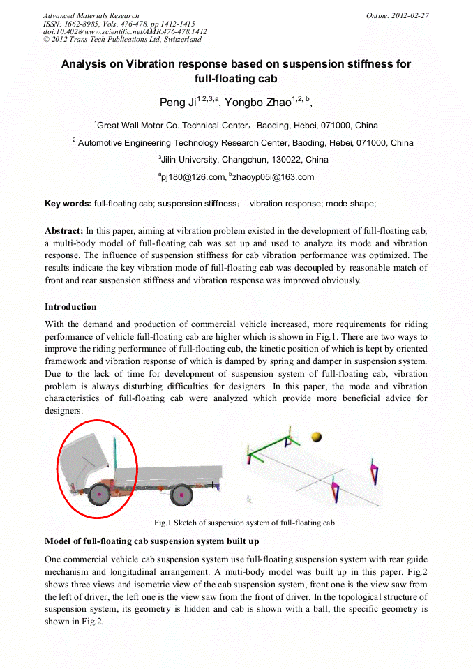 Analysis on Vibration Response Based on Suspension Stiffness for Full ...