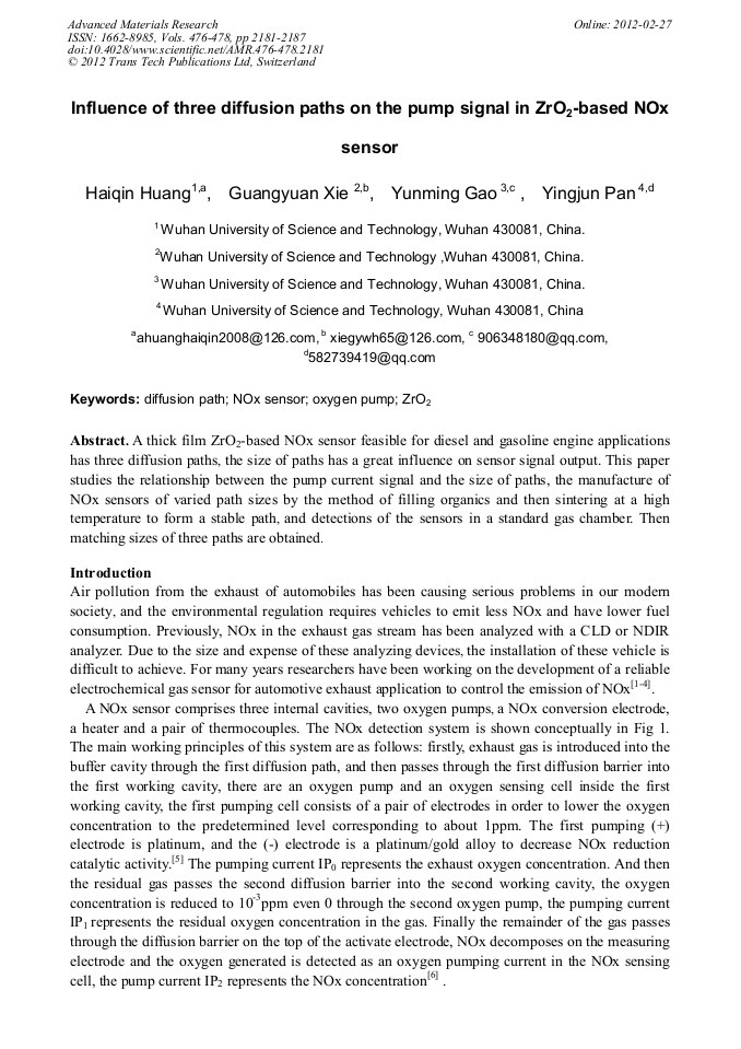 Influence of Three Diffusion Paths on the Pump Signal in ZrO2-Based NOx ...