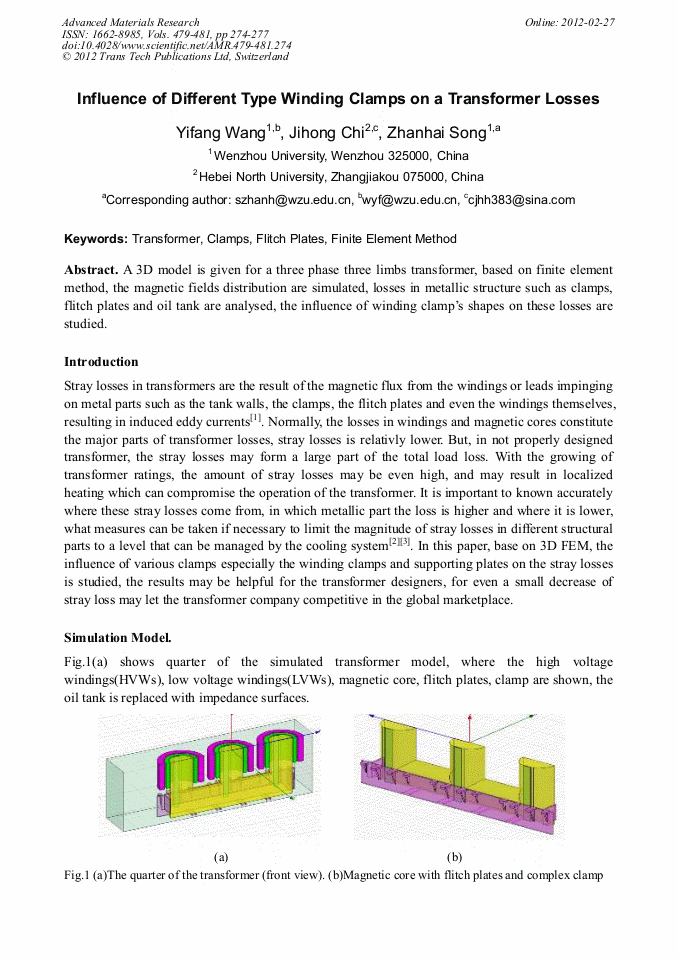 Influence of Different Type Winding Clamps on a Transformer Losses ...