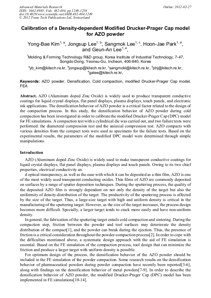Calibration of a Density-Dependent Modified Drucker-Prager Cap Model ...