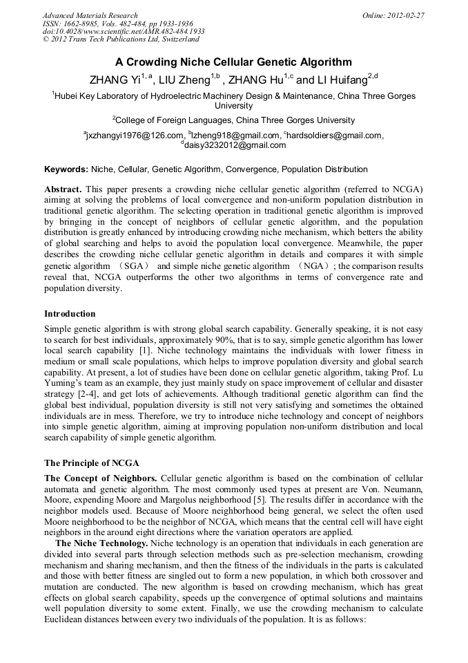 A Crowding Niche Cellular Genetic Algorithm | Scientific.Net