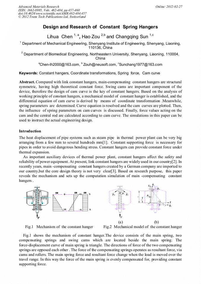 Design and Research of Constant Spring Hangers | Scientific.Net