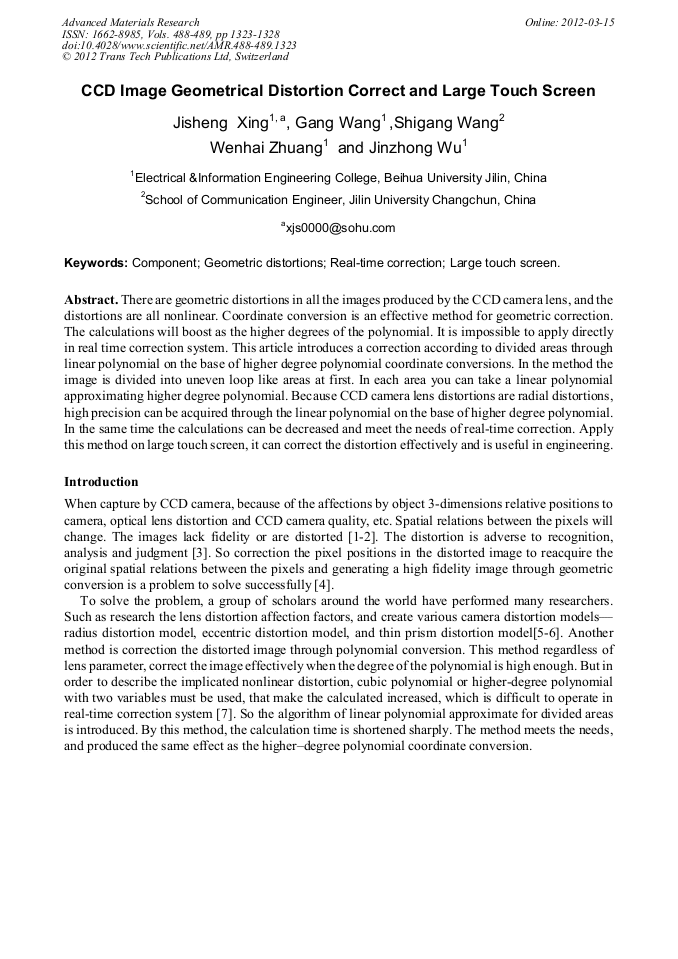 CCD Image Geometrical Distortion Correct and Large Touch Screen ...