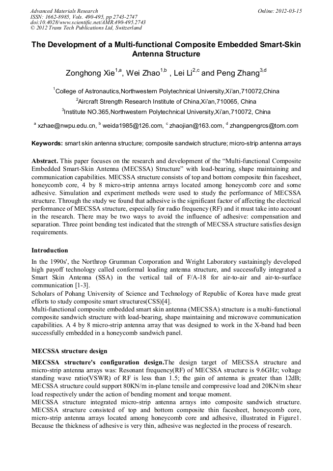 The Development of a Multi-Functional Composite Embedded Smart-Skin ...