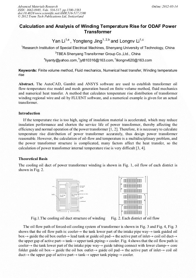 Calculation and Analysis of Winding Temperature Rise for ODAF Power ...
