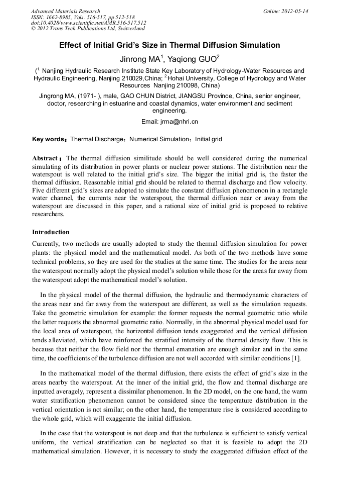 Effect of Initial Grid's Size in Thermal Diffusion Simulation ...