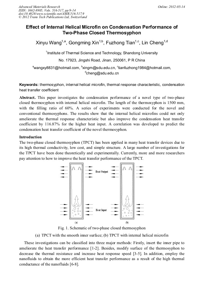 Effect of Internal Helical Microfin on Condensation Performance of Two ...