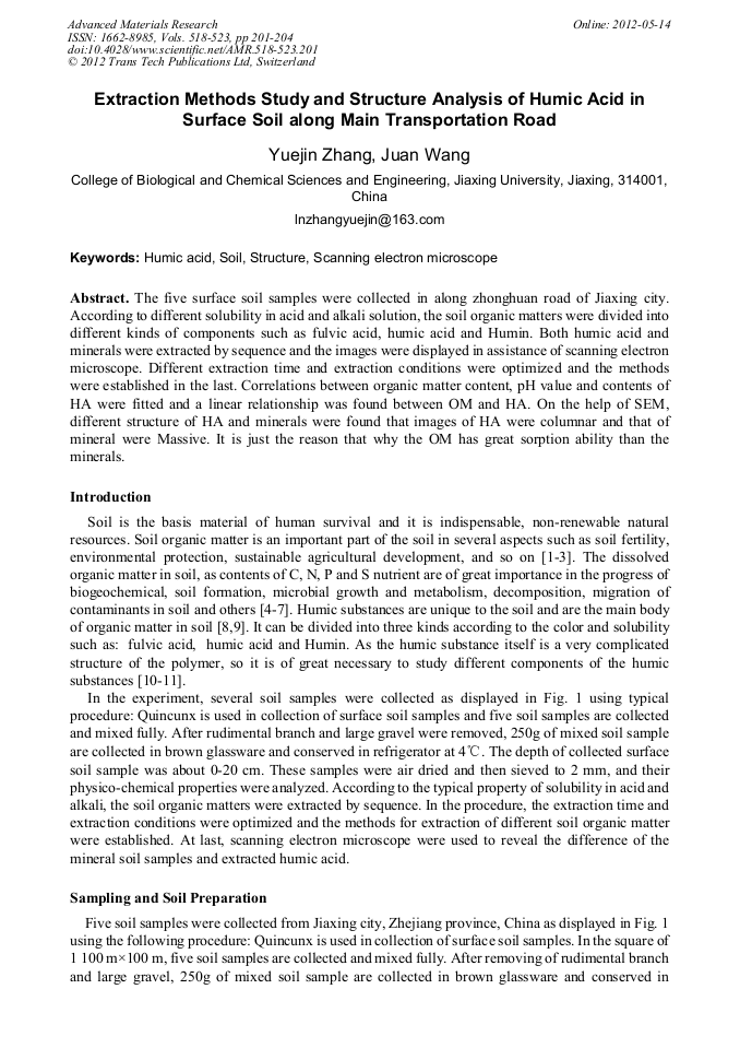 Extraction Methods Study and Structure Analysis of Humic Acid in ...