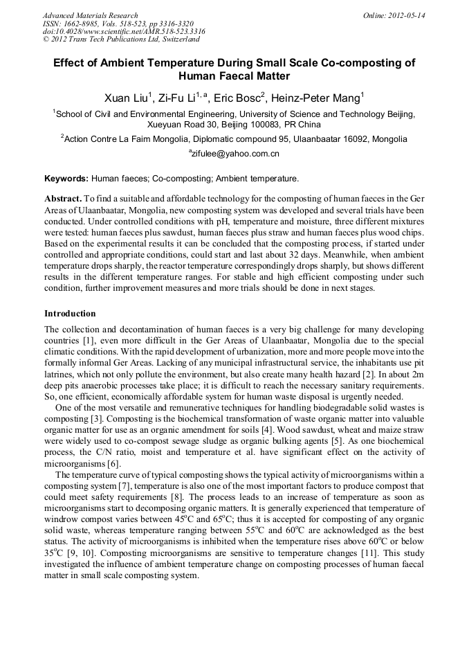 Effect of Ambient Temperature during Small Scale Co-Composting of Human ...