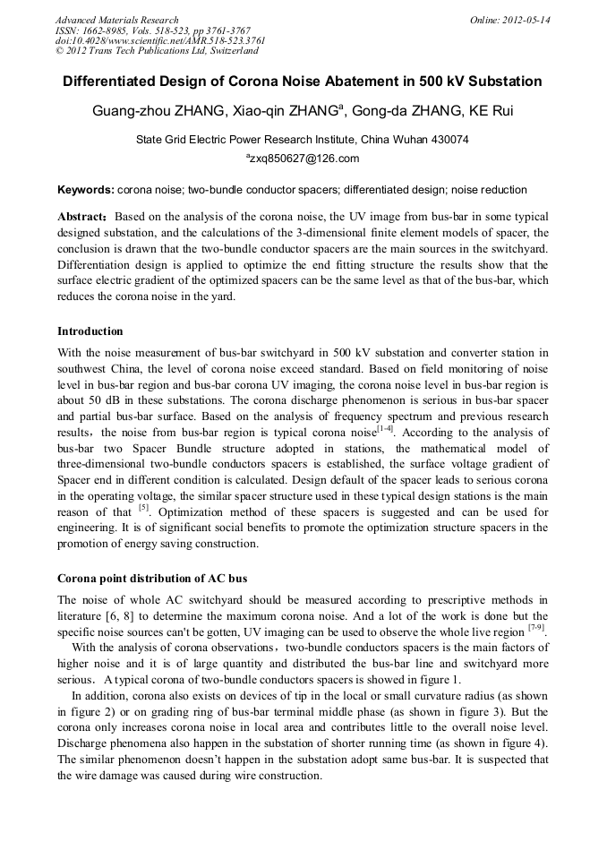 Differentiated Design of Corona Noise Abatement in 500 kV Substation ...