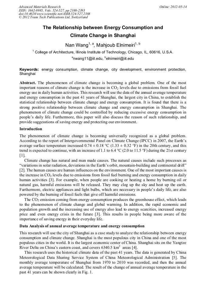 The Relationship between Energy Consumption and Climate Change in ...