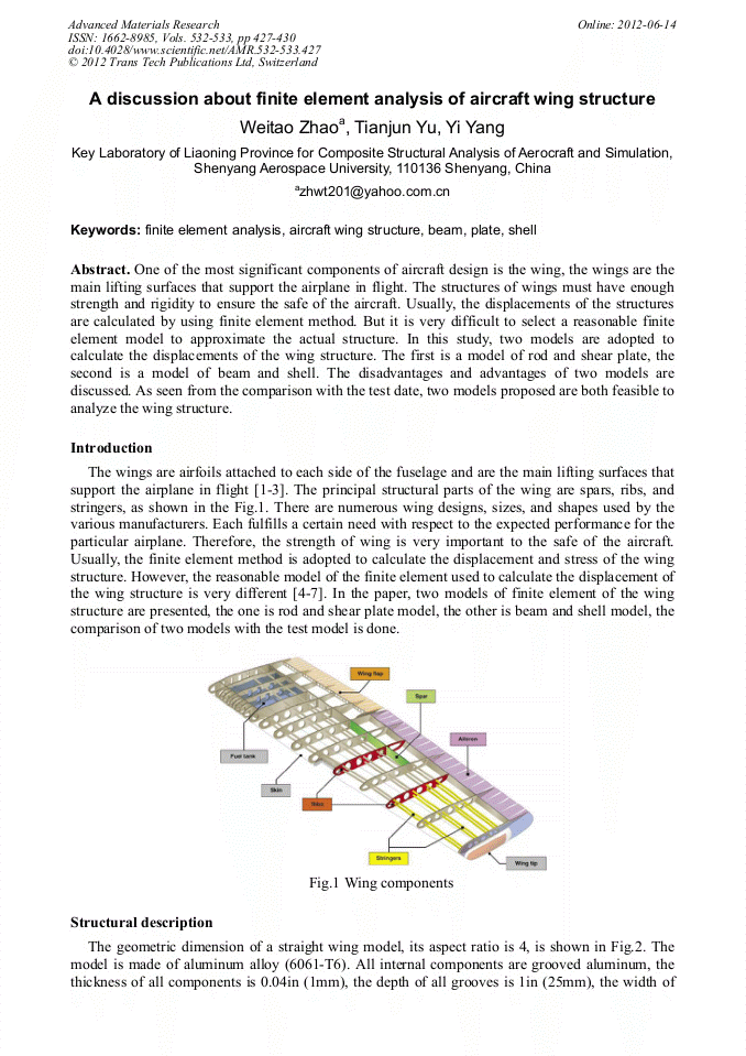 A Discussion about Finite Element Analysis of Aircraft Wing Structure ...
