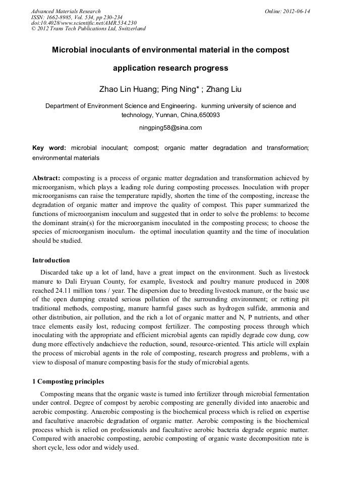 Microbial Inoculants of Environmental Material in the Compost ...