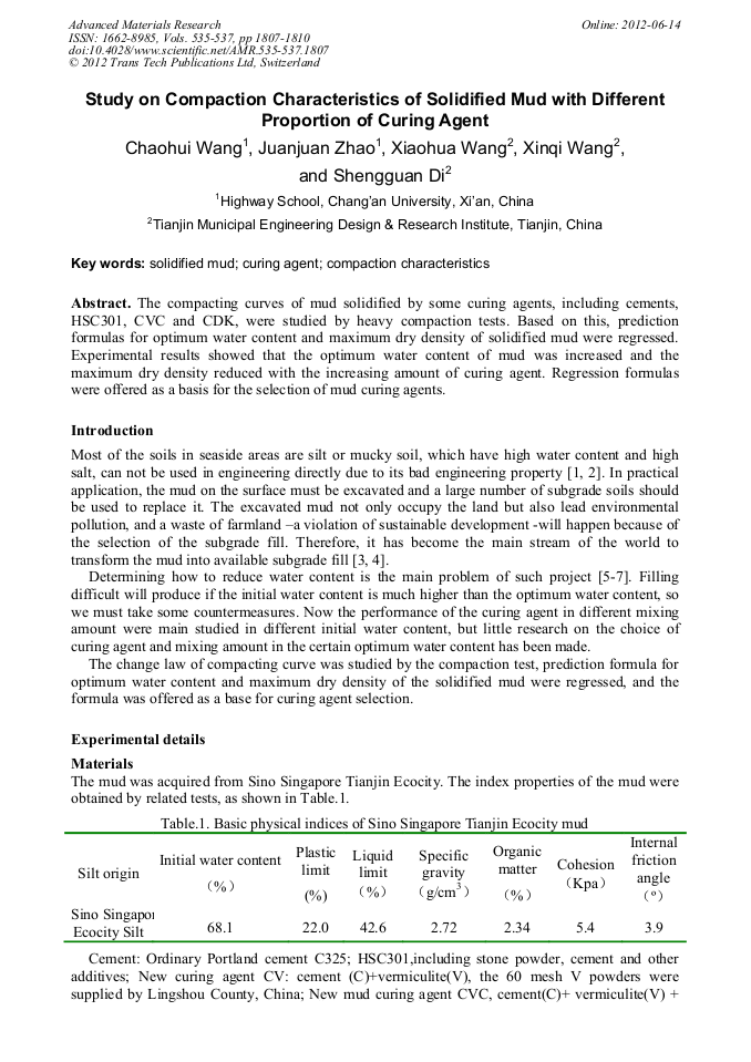 Study on Compaction Characteristics of Solidified Mud with Different ...