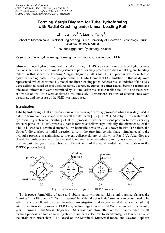 Forming Margin Diagram for Tube Hydroforming with Radial Crushing under ...