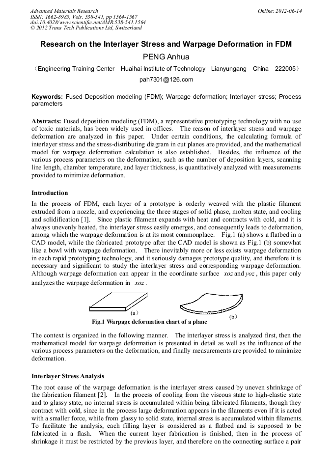 Research on the Interlayer Stress and Warpage Deformation in FDM ...