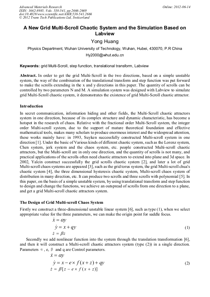 A New Grid Multi Scroll Chaotic System And The Simulation Based On