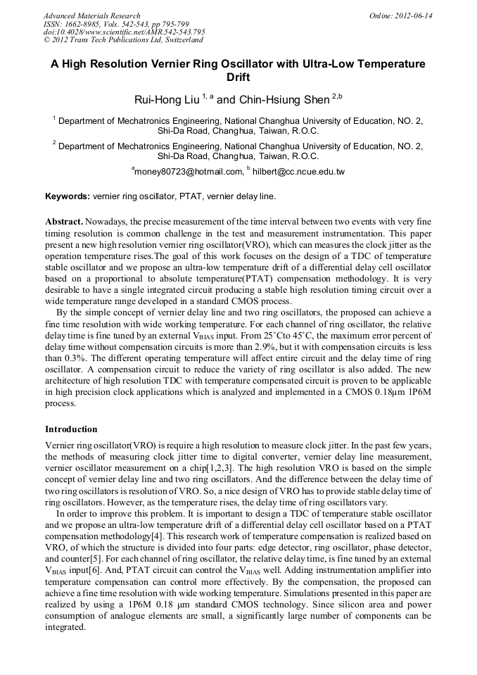 A High Resolution Vernier Ring Oscillator with Ultra-Low Temperature ...