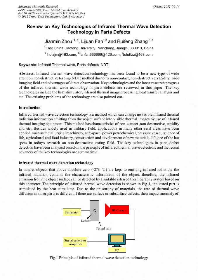 Review on Key Technologies of Infrared Thermal Wave Detection ...
