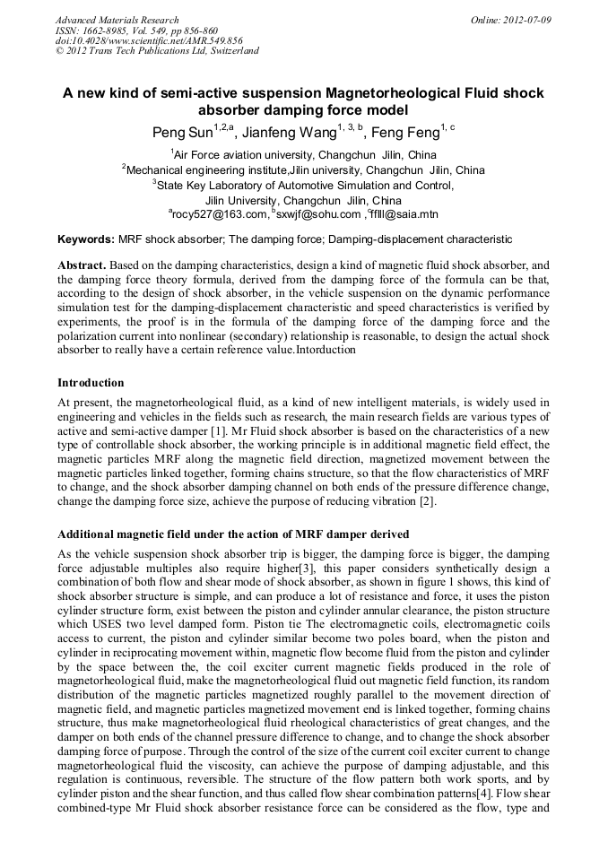 A New Kind of Semi-Active Suspension Magnetorheological Fluid Shock ...
