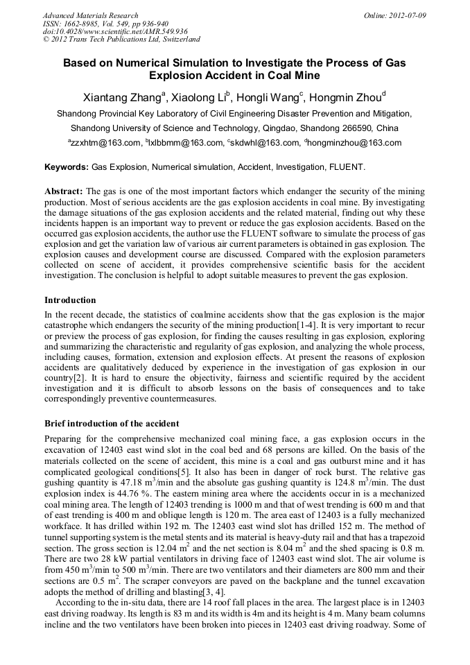 Based on Numerical Simulation to Investigate the Process of Gas ...