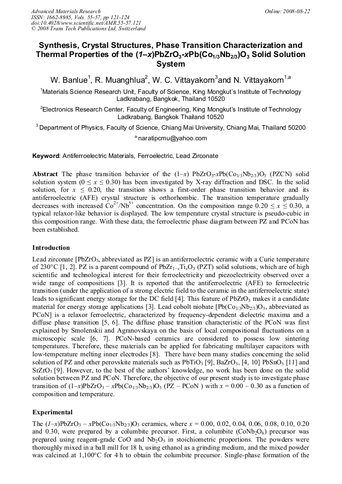 Synthesis, Crystal Structures, Phase Transition Characterization and ...