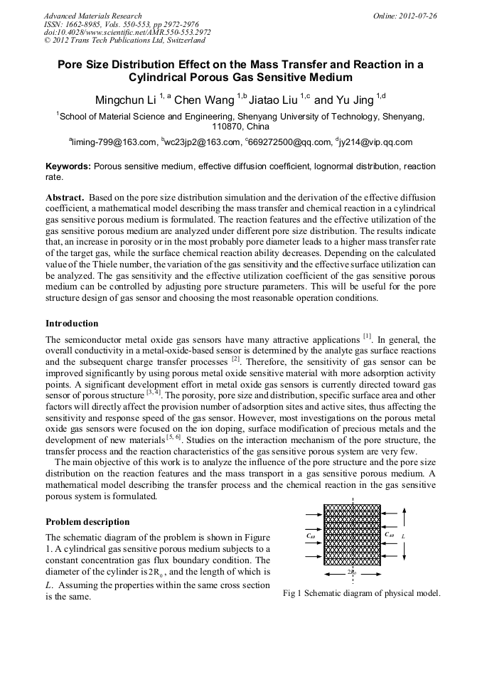 Pore Size Distribution Effect on the Mass Transfer and Reaction in a ...