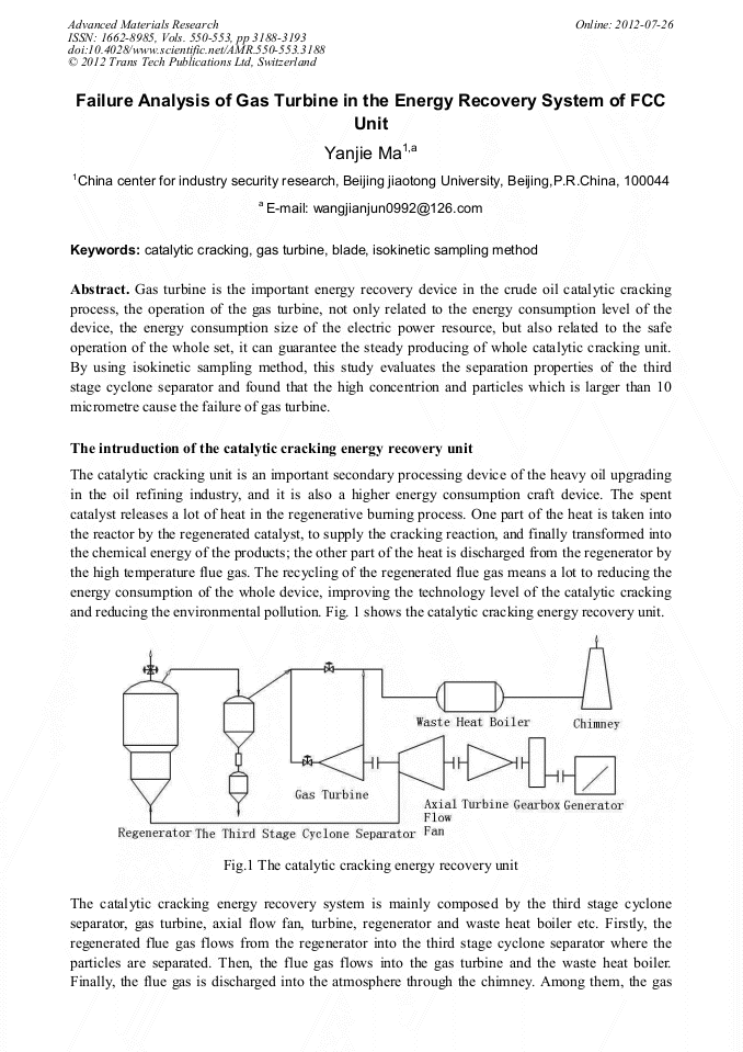 Failure Analysis of Gas Turbine in the Energy Recovery System of FCC ...