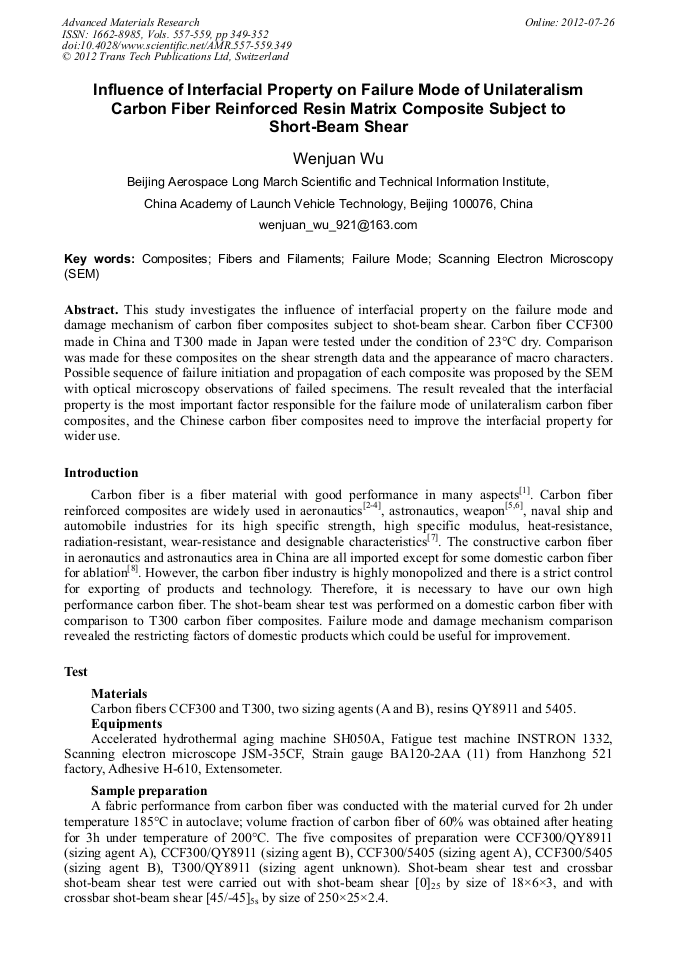 Influence of Interfacial Property on Failure Mode of Unilateralism ...