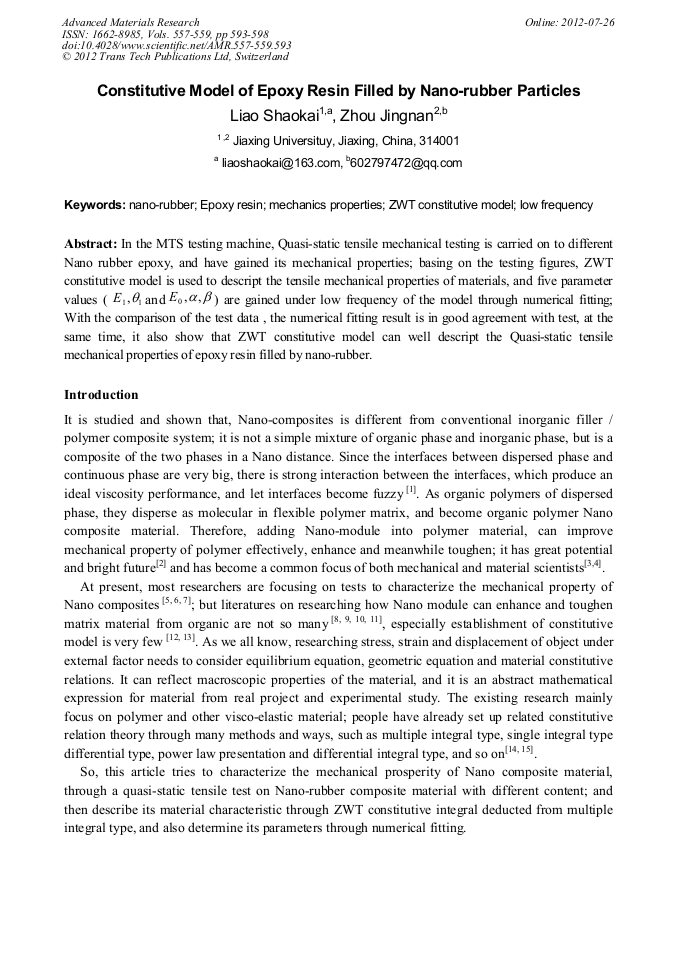 Constitutive Model of Epoxy Resin Filled by Nano-Rubber Particles ...