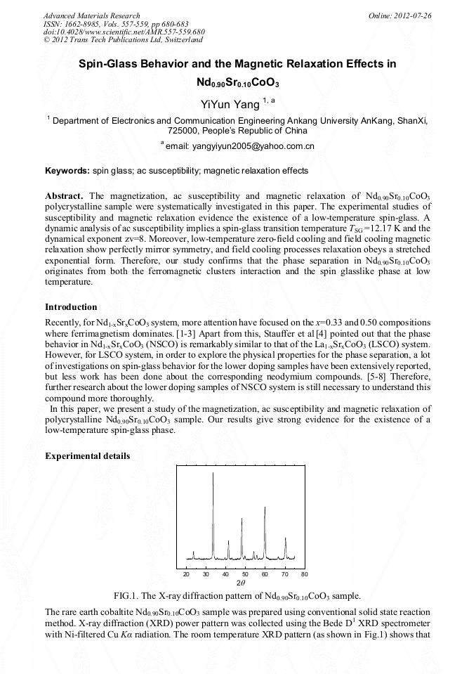 Spin-Glass Behavior and the Magnetic Relaxation Effects in Nd0.90Sr0 ...